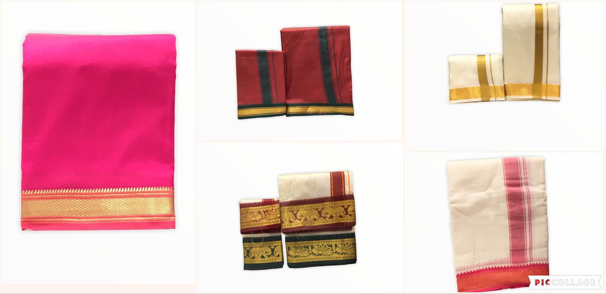 Men's Traditional Veshti / Dhoti / Vasti with Angavastram – Shri Venilals